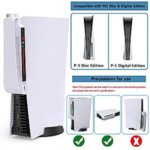 Geekria PS5 Cooling Fan Horizontal & Vertical Setup, Efficient Centrifugal Cooling System with 3 Level Adjustable Fan, LED Indicator & USB Port for Playstation 5 Disc & Digital Edition Console