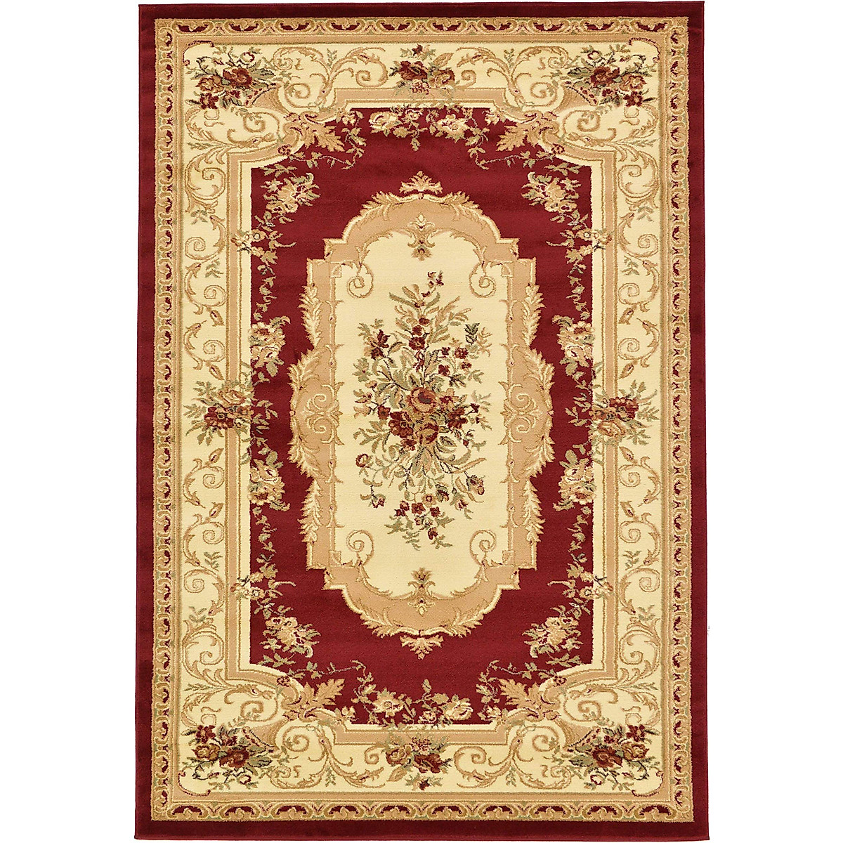 Unique Loom Versailles Collection Traditional Classic Floral Motif Area Rug (6' 0 x 9' 0 Rectangular, Burgundy/ Ivory)