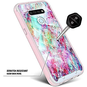 E-Began Case Compatible for LG K51, LG Reflect (L555DL) with [Built-in Screen Protector], Full-Body Shockproof Protective Rugged Matte Bumper Cover, Impact Resist Durable Case -Marble Design Fantasy