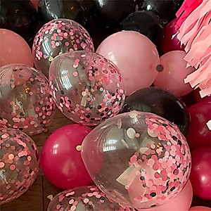 Pink and Black Balloon Garland Kit, 114 Pcs Hot Pink Pastel Pink Black White Confetti Latex Balloons Mouse Theme Balloon Arch for Girls Women Birthday Wedding Baby Bridal Shower Party Decorations