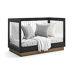 Delta Children James Acrylic 4-in-1 Convertible Crib - Greenguard Gold Certified, Midnight Grey/Acorn