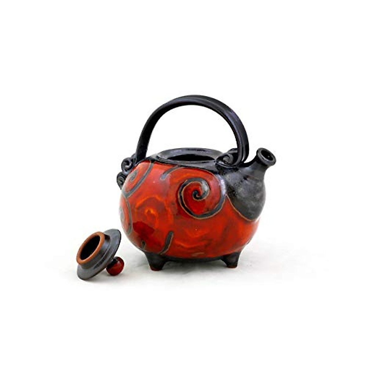 Handmade Pottery Teapot, Red and Black Serving Teapot, Stoneware Teapot, Kitchen decor, Handmade teapot, Pottery kettle, Tri Ushi