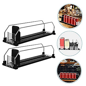 FELTECHELECTR Refrigerator Beverage Shelf Drink Dispenser Fridge Organizer 2pcs Drink Pusher Black Pulley Abs Air Curtain Cabinet Vending Machine Beverage Dispenser Fridge Drink Pusher
