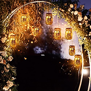 Suclain 6 Pack Mason Jars Painted Mason Jars Wide Decorative Jar Glass Decorative Jars for Home Table Centerpiece Decoration and Wedding Favor (Gold)