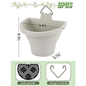 MADHOLLY 6Pcs Hanging Vertical Planter- Plastic Wall-Hanging Flowerpot with Hooks Leaky Grid- Free Combination Wall Mounted Planter for Outdoor Yard Garden Indoor Hanging Decorations (Off-White)