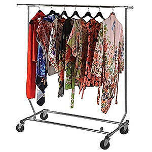 NAHANCO RCS-1 Collapsible Metal Rolling Garment Rack, Commercial Grade, Chrome (1 Rack)