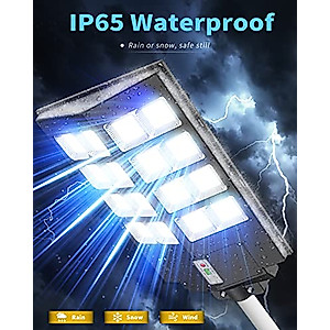 A-ZONE 800W Solar Street Lights Outdoor Waterproof, 80000LM High Brightness Dusk to Dawn LED Lamp, with Motion Sensor and Remote Control, for Parking Lot, Yard, Garden, Patio, Stadium, Piazza