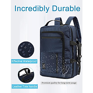 FREEFLOW 15.6 Inch Laptop Backpack, Waterproof Computer Bags with USB Charger, 3-in-1 Convertible Notebook Briefcase