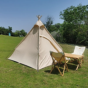 Three-Season Cotton Canvas Adult Camping Indian Tipi Pyramid Tent for 2 Person