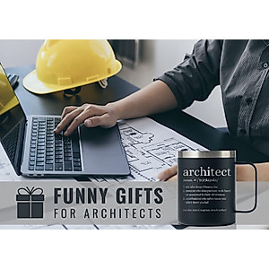 Onebttl Funny Architect Gifts, Architecture Gifts For Christmas, Birthday, 12Oz Stainless Steel Tumbler Travel Mug - Black Definition