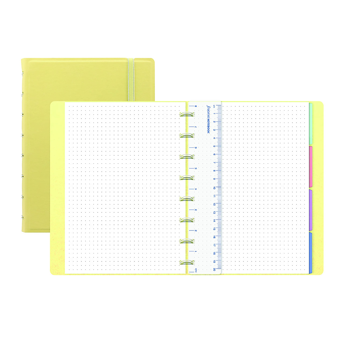 Filofax Refillable Notebook, A5 Size, Classic Pastels Collection, Dotted Paper, 8.25" x 5.75", Lemon (B115082U)