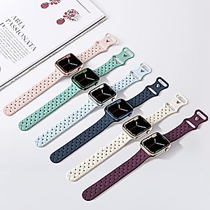 DYKEISS 6 Pack Sport Silicone Band Compatible with Apple Watch Band 41mm 45mm 40mm 44mm 38mm 42mm 49mm for Women Men, Breathable Soft Replacement Strap for iWatch Ultra Series 8/7/SE/6/5/4/3/2/1