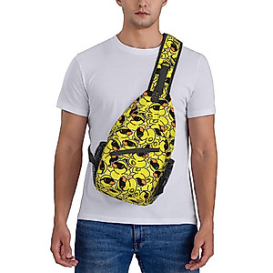 Cartoon Duck Sling Bag For Women Men,Funny Animal Design Crossbody Shoulder Bags Casual Sling Backpack Chest Bag Travel Hiking Daypack For Outdoor