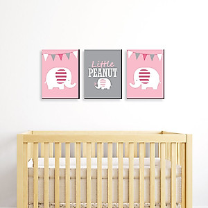 Big Dot of Happiness Pink Elephant - Baby Girl Nursery Wall Art and Kids Room Decorations - Gift Ideas - 7.5 x 10 inches - Set of 3 Prints