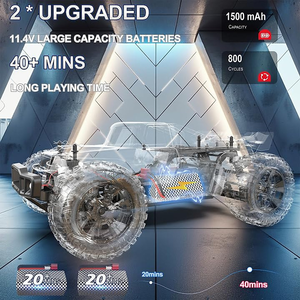 DEERC 1:10 Large Brushless RC Car for Adults, 3S 4X4 High Speed Monster Truck, 60+ KMH, All Terrain 2.4Ghz Hobby Electric RC Truck, Off-Road Remote Control Vehicle, 40+min, RC Crawler for Boys