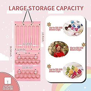 COSIFO Headband Holder Organizer for Baby Girl, Large Capacity Hair Bows Hanging Organizer, Bow Storage w/Heart-Shape Velvet Hangers for Girls Room, Door, Closet