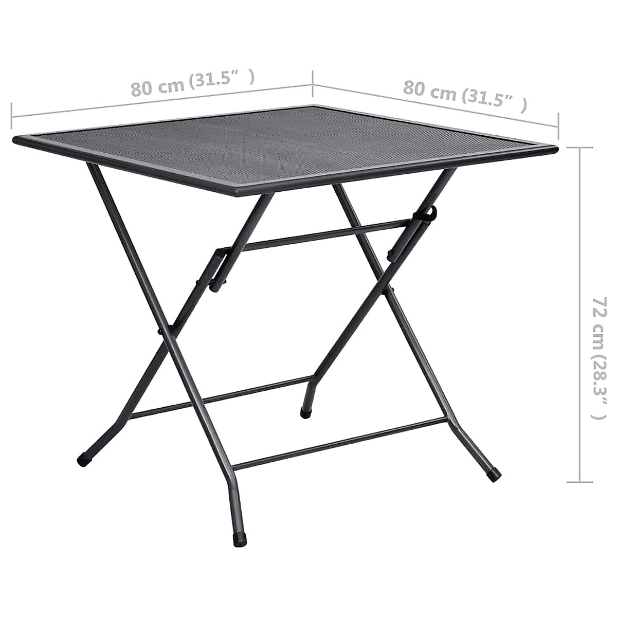 vidaXL Folding Mesh Table - Outdoor Dining Furniture – Weather-Resistant Steel with Anthracite Finish - Easy Storage