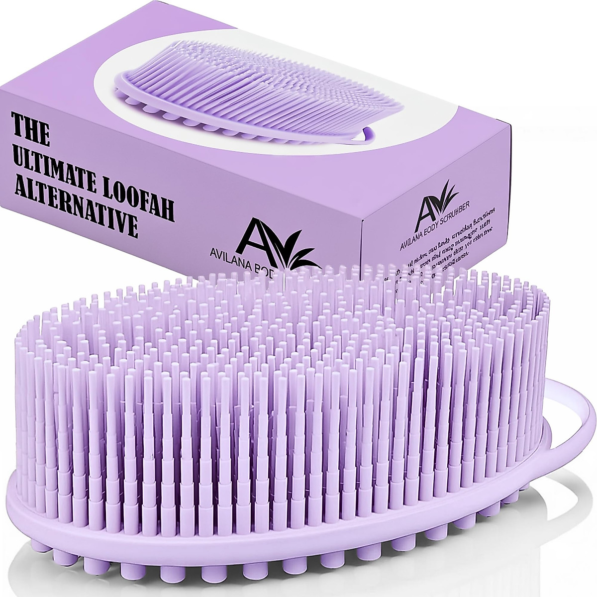 Avilana Exfoliating Silicone Body Scrubber Easy to Clean, Lathers Well, Long Lasting, And More Hygienic Than Traditional Loofah (Lavender)