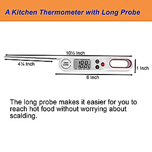 Wotermly Digital Kitchen Meat Thermometer with Backlight LCD and Foldable Long Probe, Instant Read Food Cooking Thermometer Use for Grill,Liquid, BBQ, Baking and Candy
