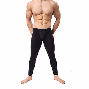 IYUNYI Mens Thin Ice Silk Compression Baselayer Thermal Long Johns Underwear Black