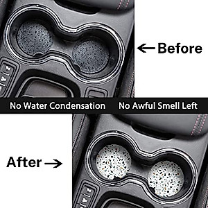 Car Coasters for Drinks Absorbent, 2 Pack Cup Holders, 2.56" Ceramic Stone & Non-Scratch Cork Base Coasters, Auto Accessories for Women & Men, Classic Italian Floor Venetian Natural