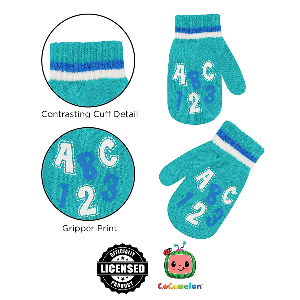 CoComelon Toddler Winter Hat and Mitten, Kids Beanie with Sherpa Lining Set, JJ, TomTom & Yoyo, for Ages 2-4