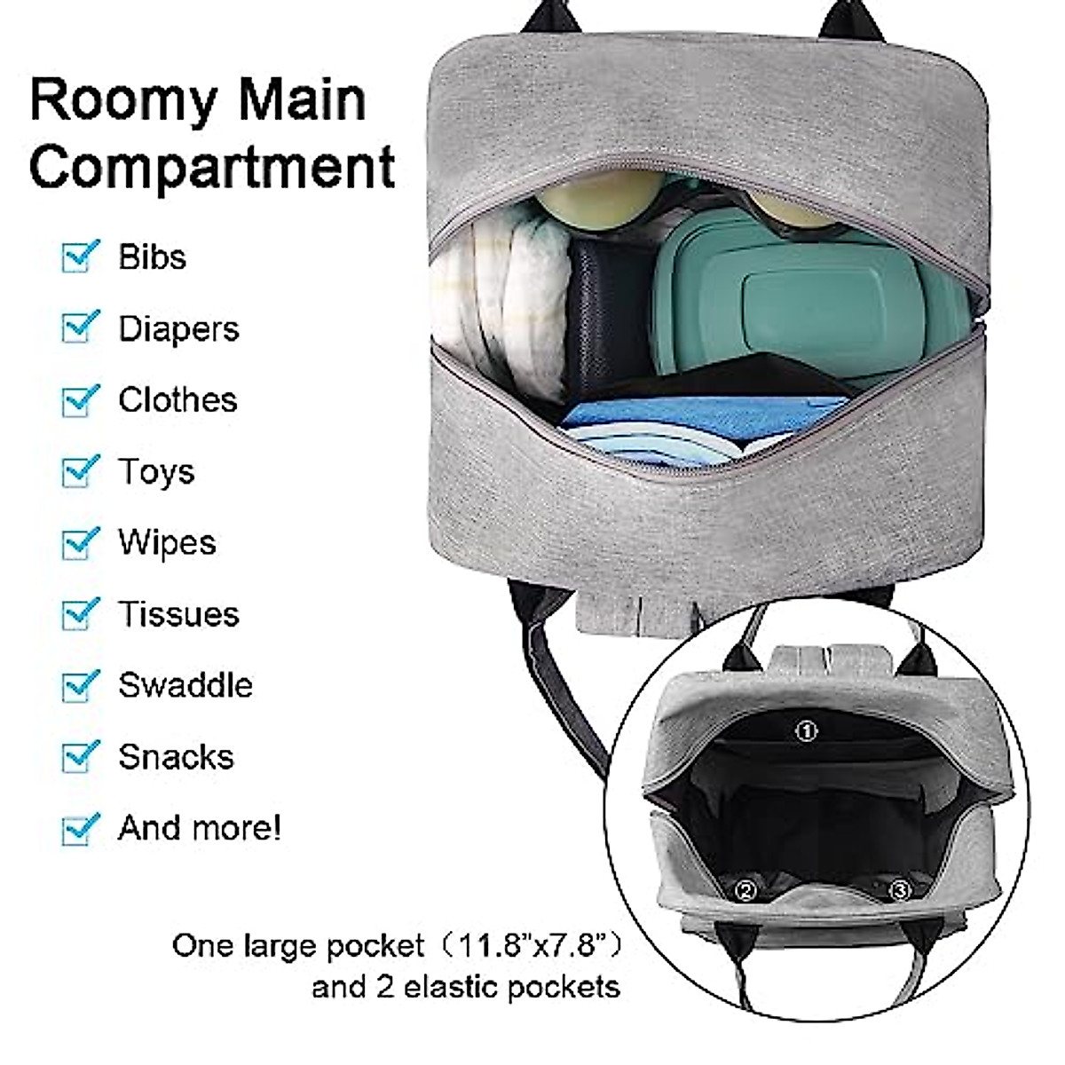 Hamtery Bottle Warmer Backpack with Breastmilk Cooler Bag, Diaper Bag Backpack for Mom and Dad, Fits Most Brands of Portable Bottle Warmer for Travel and 4 Baby Bottles up to 8 Ounces