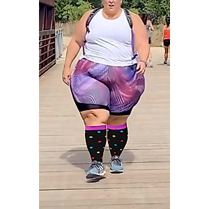 Abodhu Plus Size Compression Socks for Women& Men 15-20mmHg Wide Calf Knee High Socks