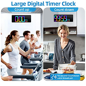 XINKORA Large Digital Wall Clock with Remote Control, Dual Alarm Clock with 13.7" Large LED Display, RGB Color Changing Big Digital Timer Clock with Temperature for Living Room, Classroom