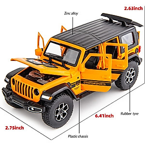 WAKAKAC Compatible for 1/32 Wrangler Alloy Diecast Pull Back Model Car Collectible Gift with Light and Sound Toy Vehicle for Kids Boys Girls Toddler Christmas Birthday Gift Orange