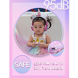 charlxee 𝟐𝟎𝟐𝟑 𝐍𝐞𝐰 Kids Unicorns Headphones with Mic for School/Travel,85dB Volume Limited,Shareport,Unicorns Gifts for Girls,On/Over Ear HD Stereo Wired Headsets with Nylon Cable-Hot Pink
