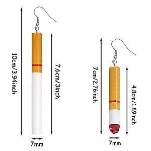 Honbay 2 Pairs of Creative Funny Cigarette Butt Earrings Wacky Lifelike Cigarette Earrings Unisex Dangle Earrings Cool Punk Earrings Halloween Earrings (AB)