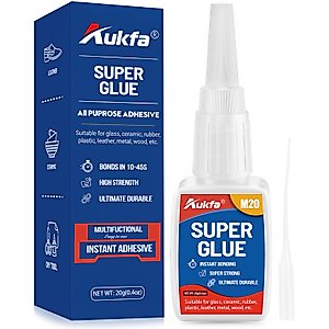 Super Glue, Aukfa Cyanoacrylate Adhesive Strong Bonding and Fast-Drying Glue for Your Repair Needs, Cyanoacrylate All-Purpose Repair Glue for Home Ceramic, Plastic, Glass, Wood, DIY Craft