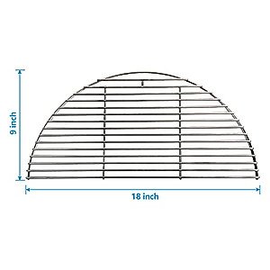VANKEY 18’’ Half Moon Stainless Steel Cooking Grate for Kamado Joe KJ-HCG ，Large Big Green Egg Grill Grids Grates Parts，Kamado Joe Classic Reversible Griddle Accessories