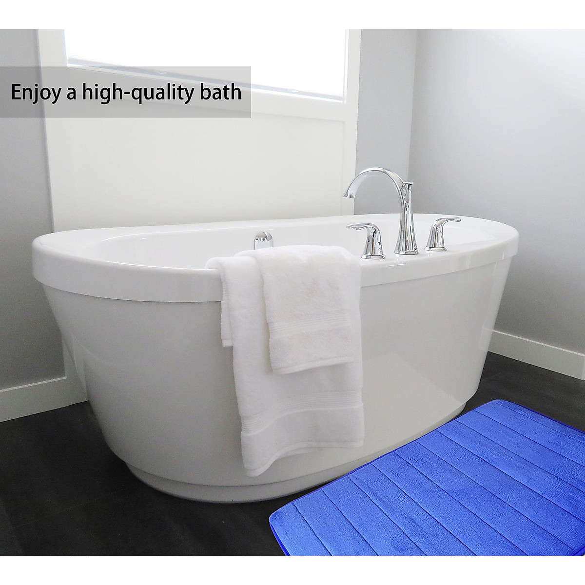 iMaylex Soft Memory Foam Bath Rug, Absorbent Luxury Bath Rug Mat, Quick Dry Bath Mat for Front Floor of Bathtub, Shower Floor and Toilet, Royal Blue, 24" x 16"