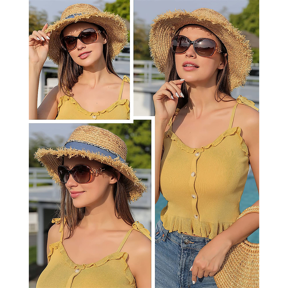 FIMILU 2 Pack Polarized Sunglasses for Women Retro Stylish Jackie O Sunglasses UV400 Protection for Outdoors