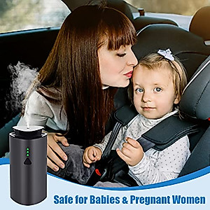 Hitish Car Diffuser, Waterless Car Diffuser Humidifier with Intelligent Induction Vibration & No Leakage Tech, Cordless Aromatherapy Essential Oil Diffuser Car Air Freshener for Car, Room, Office