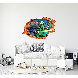 Ninja Custom Name Wall Decal- Personalized Ninja Name Wall Sticker - 3D Wall Effect - Wall Decal for Home Nursery Decoration (Wide 20"x13" Height Inches)