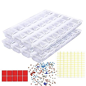 2Pack Large 28 Grids Diamond Painting Box, Embroidery Diamond Art Containers, Diamond Bead Storage Organizer Case with 10Pcs Diamond Painting Wax &112 Labels