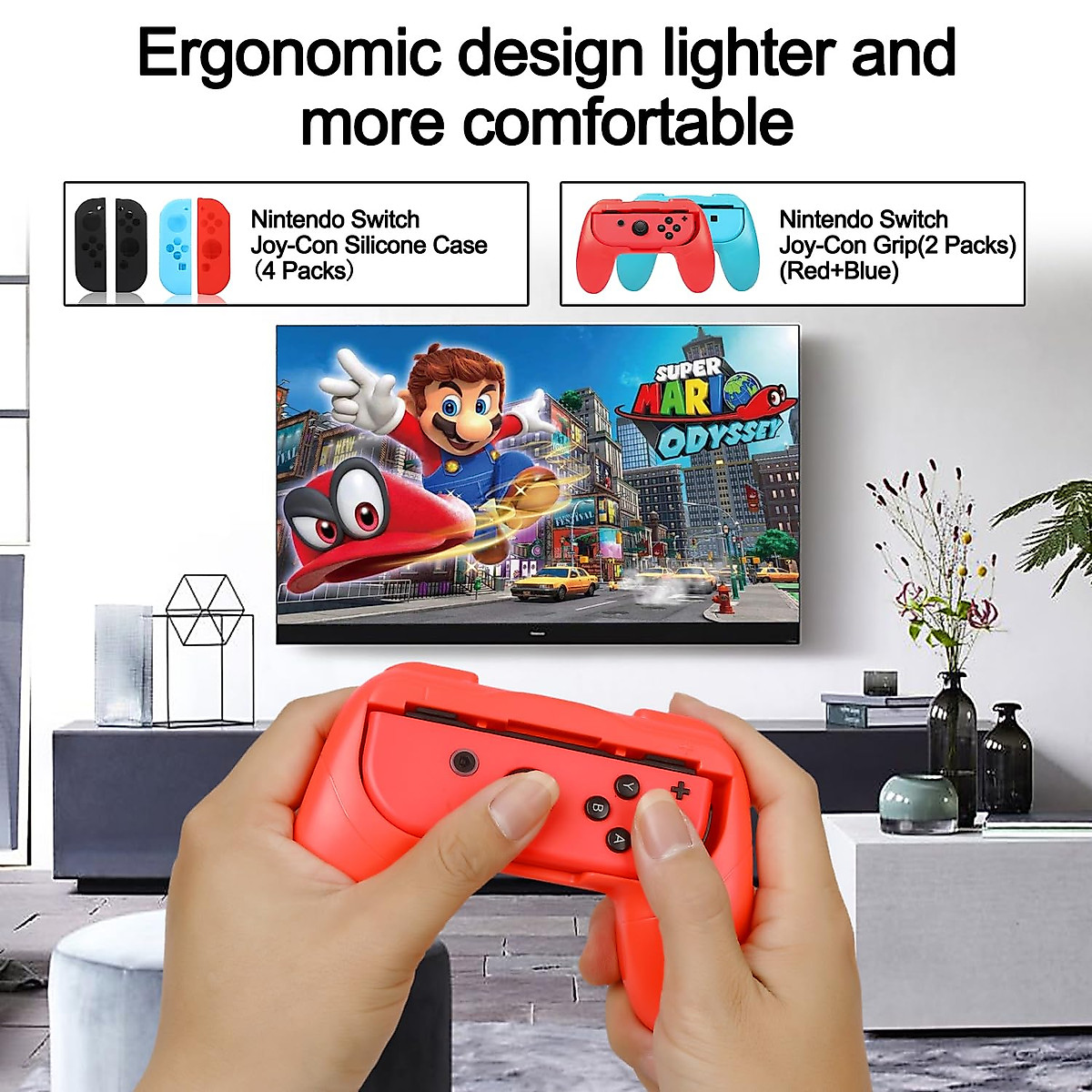 Switch Accessories Bundle for Nintendo Switch, Kit with Carrying Case, Screen Protector,Charging Dock,Compact Playstand,Protective Case,Game Case,Joystick Cap,Grip (16-in-1)