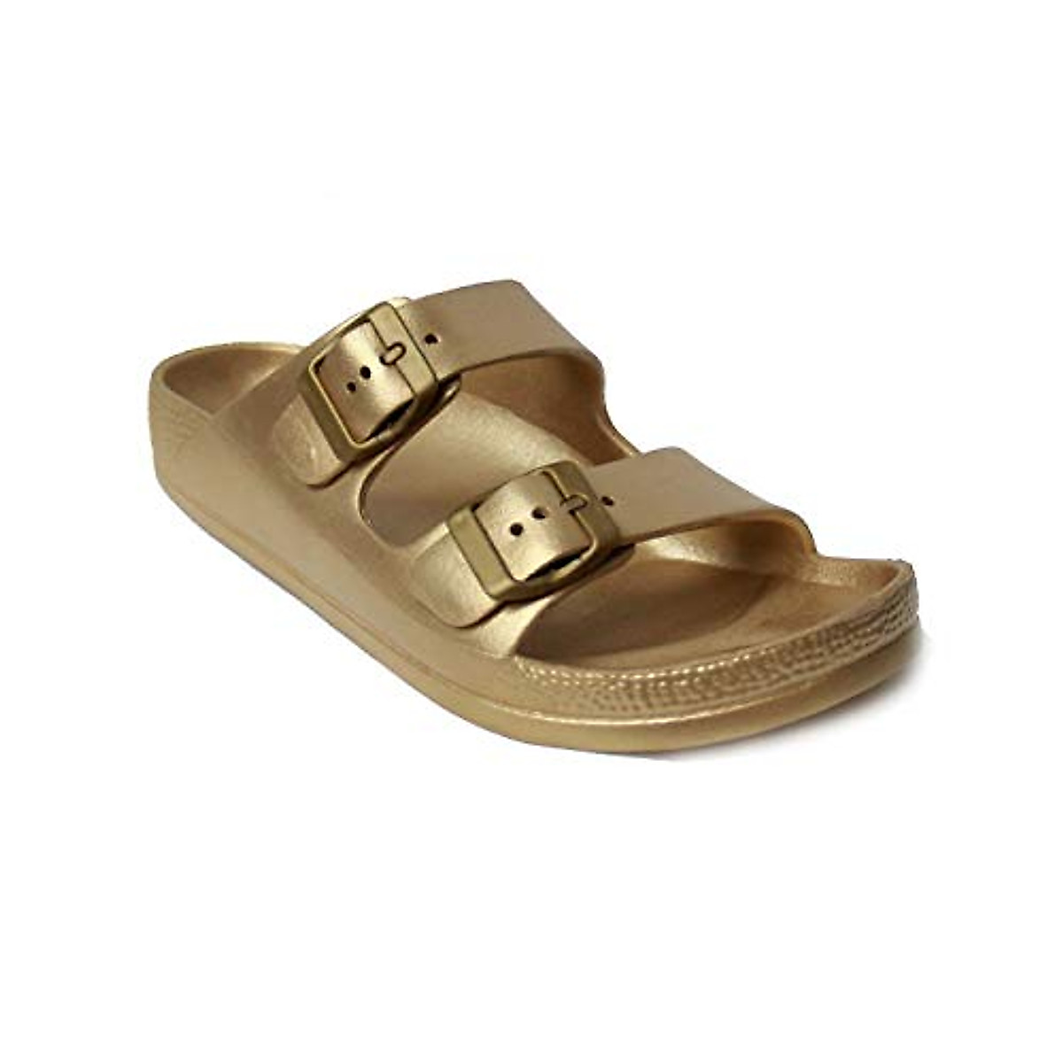 H2K Women's (2018 Model) EVA Slide Sandals with Adjustable Buckles (GOLD, 7)