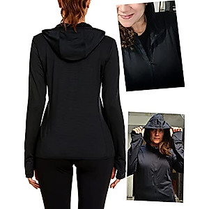 COOrun Women's UPF 50+ Sun Protection Hoodie Jacket Lightweight Full Zip Running Jacket Athletic Jacket with Thumb Holes