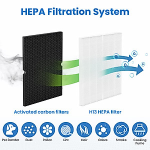 Mestica 116130 Replacement Filter H Compatible with Winix 5500-2 Air Purifier, 2 Sets H13 Grade Ture HEPA Filters and Activated Carbon Filters for 99.97% Removal, High-Efficiency 5500-2 Filter