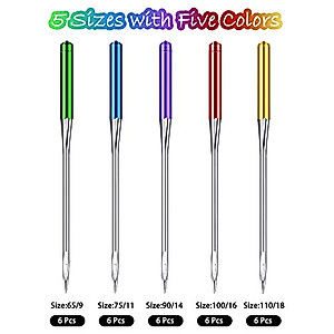 30 Pieces Sewing Machine Needles Universal Regular Point Machine Needles for Home Sewing Machine Compatible with Singer, Brother and Old Sewing Machine