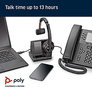 Plantronics - Savi 8210 Office - Wireless DECT Single-Ear (Monaural) Headset - Connects to Deskphone, PC and/or Mac - Works with Teams, Zoom & more - Noise Canceling