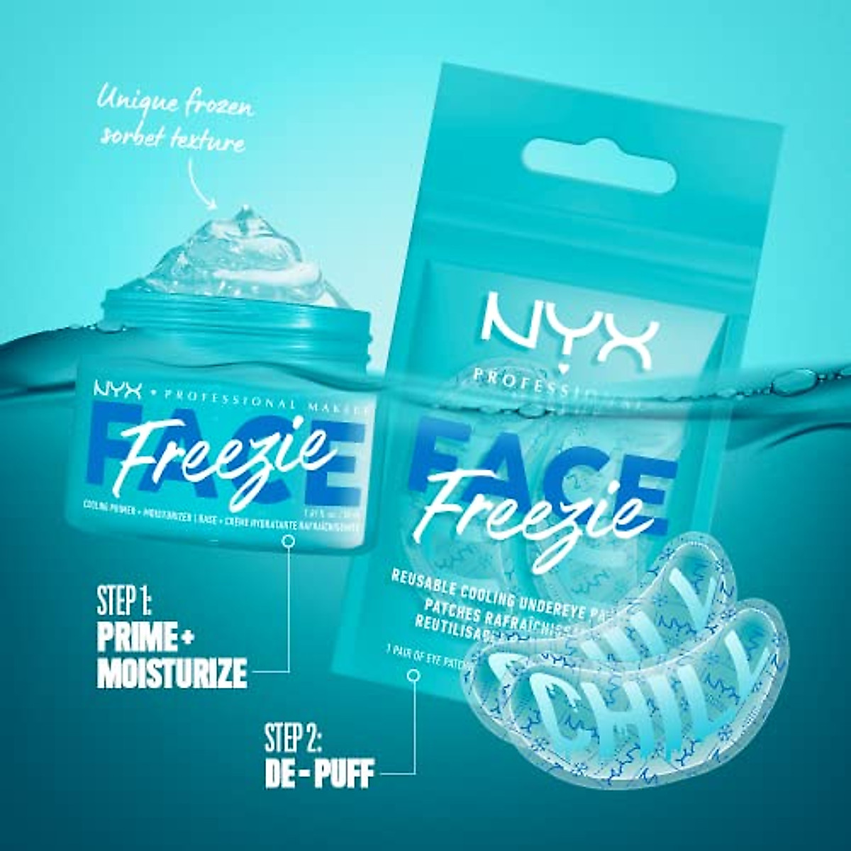 NYX PROFESSIONAL MAKEUP Face Freezie Cooling Primer + Moisturizer, 10-in-1 Make Up Prepping Skin Care