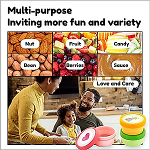 HOUSYLOVE Plastic Small Containers With Lids For Lunch Box, Colorful Dressing Sauce Containers For Lunch Box, Tiny Containers With Lids, Dip Containers For Lunches, 6 Pack