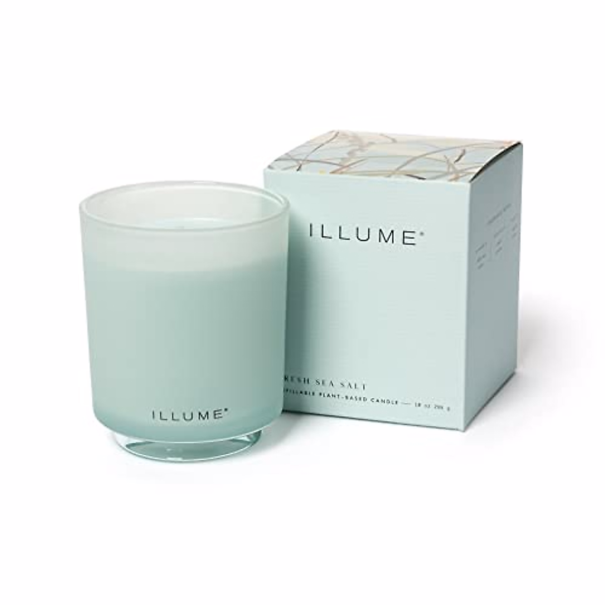 Illume Beautifully Done Essentials Fresh Sea Salt Boxed Glass Scented Soy Candle, 3" L x 3" W x 1" H