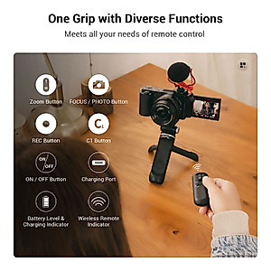 SmallRig SR-RG1 Extendable Remote Wireless Camera Shooting Grip, Vlog Tripod Selfie Stick for Sony A6700, ZV-E10, ZV-E1, ZV-1 II, RX100 VII, A6600, A6400, for Canon M50, G7X, Photo/Video/Zoom - 3326
