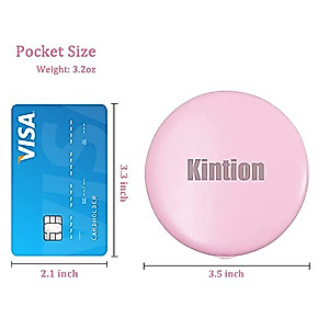 Kintion Compact Mirror with Light, 1X/10X Magnification Travel Mirror, Rechargeable Pocket Mirror LED Purse Mirror, 2-Sided, Folding, Handheld, Round, Small Makeup Mirror with Light for Gift (Pink)